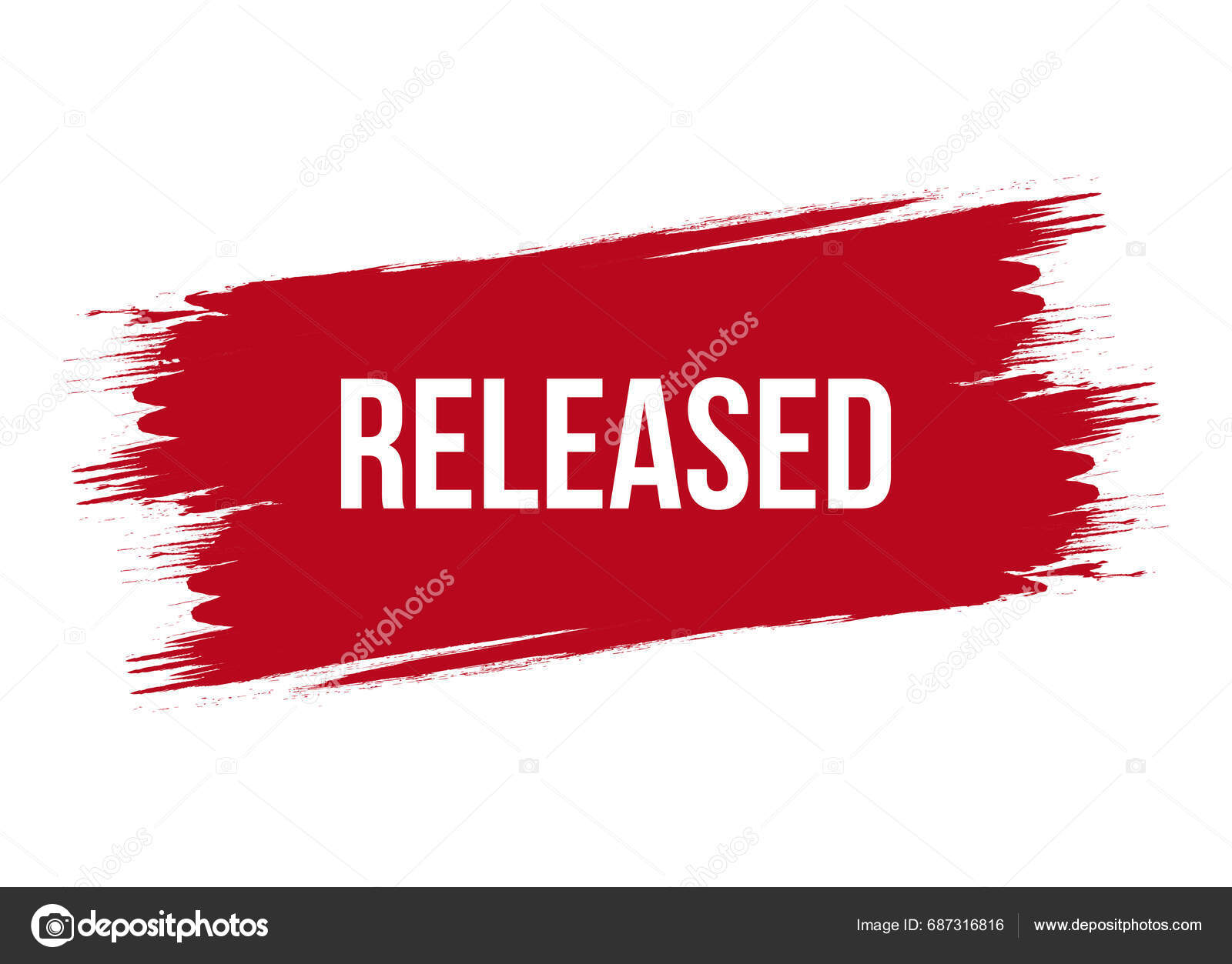 Brush Style Released Red Vector Banner Illustration Isolated White ...