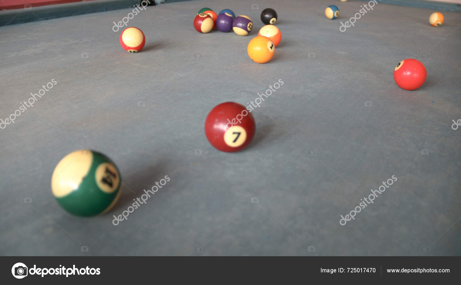 Billiards Sports Game Multi Colored Billiard Balls Numbers Pool Table ...
