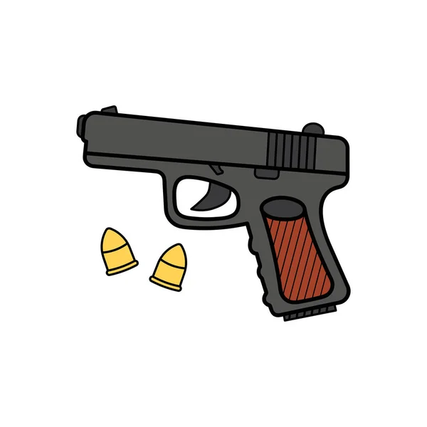 Hand Drawn Kids Drawing Vector Illustration Black Gun Glock Bullets ...