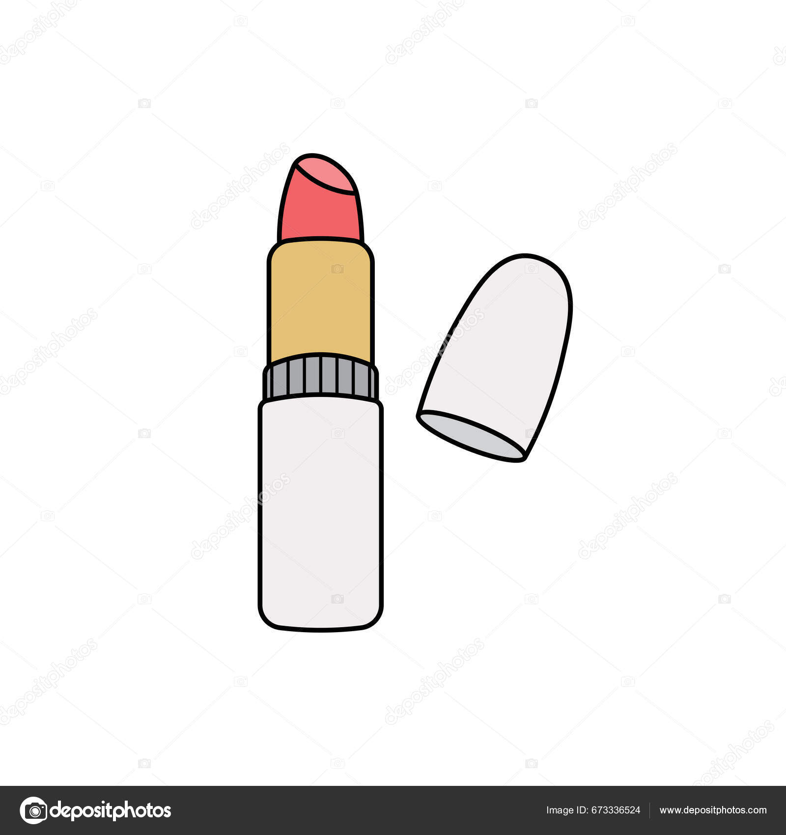 Kids Drawing Cartoon Vector Illustration Lipstick Icon Isolated White ...