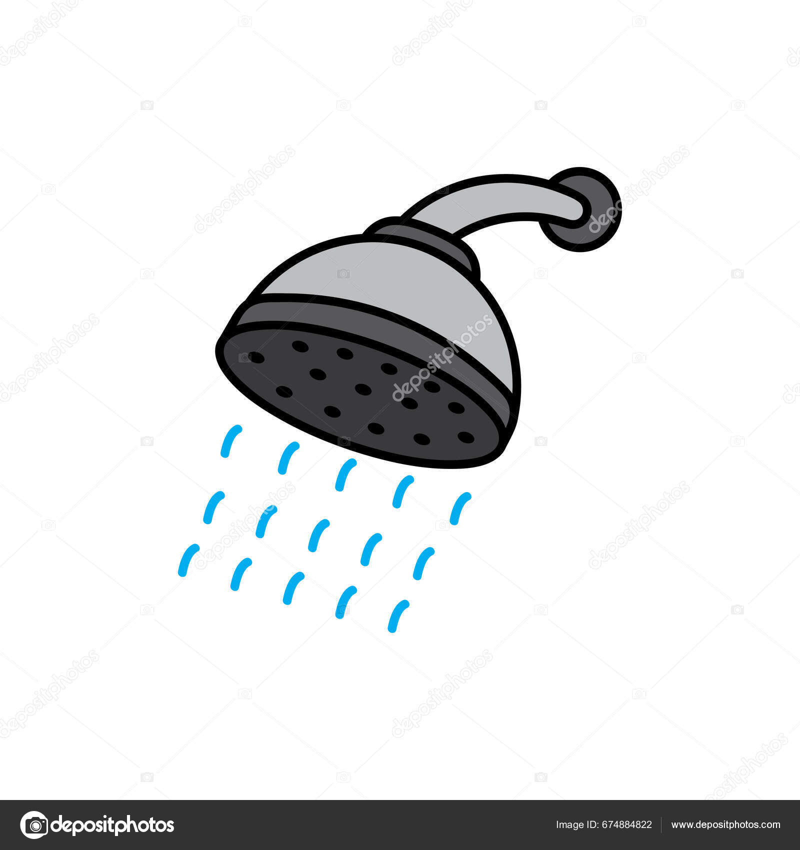 Kids Drawing Cartoon Vector Illustration Shower Icon Isolated White ...
