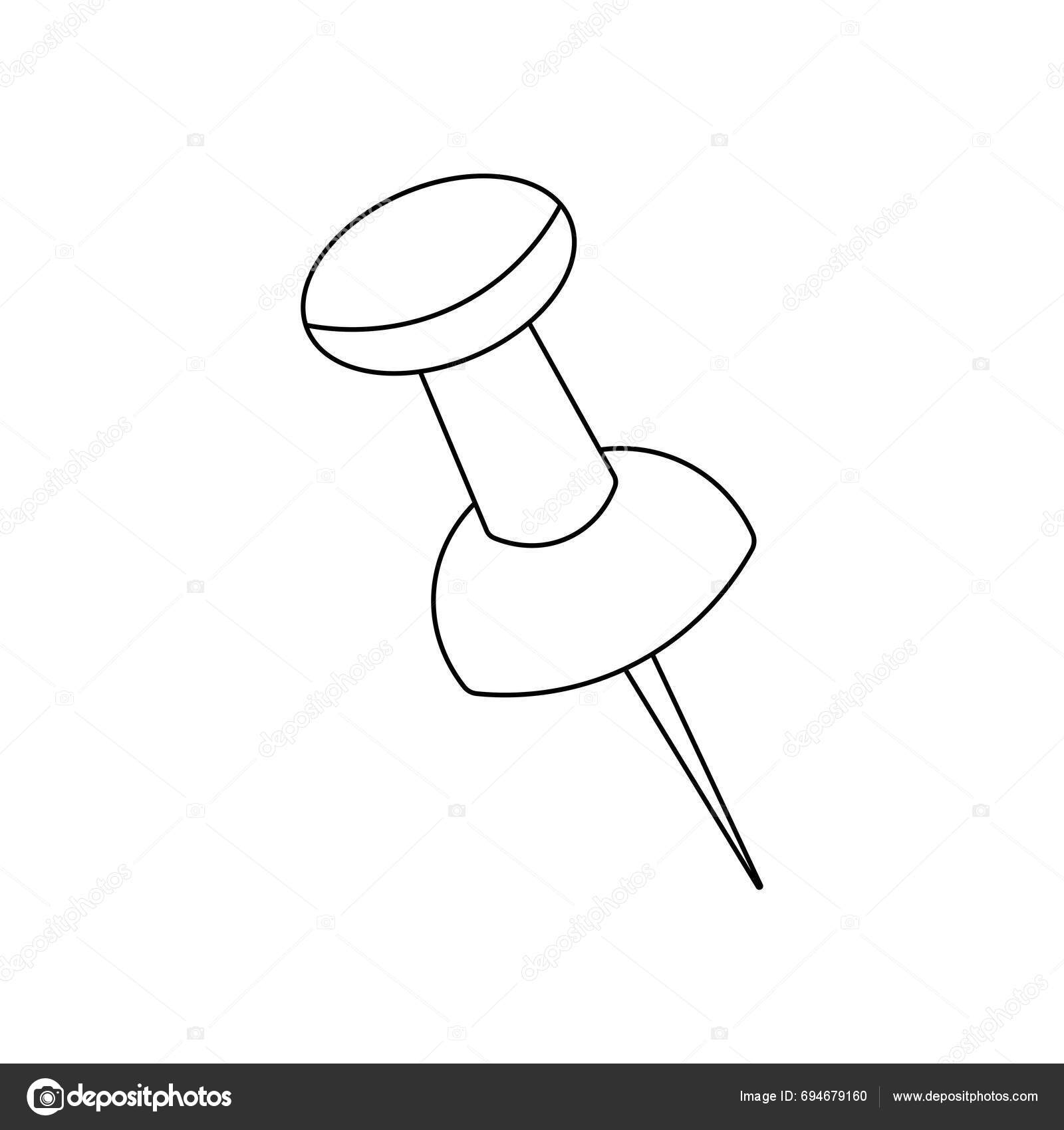 Hand Drawn Kids Drawing Cartoon Vector Illustration Push Pin Icon Stock ...