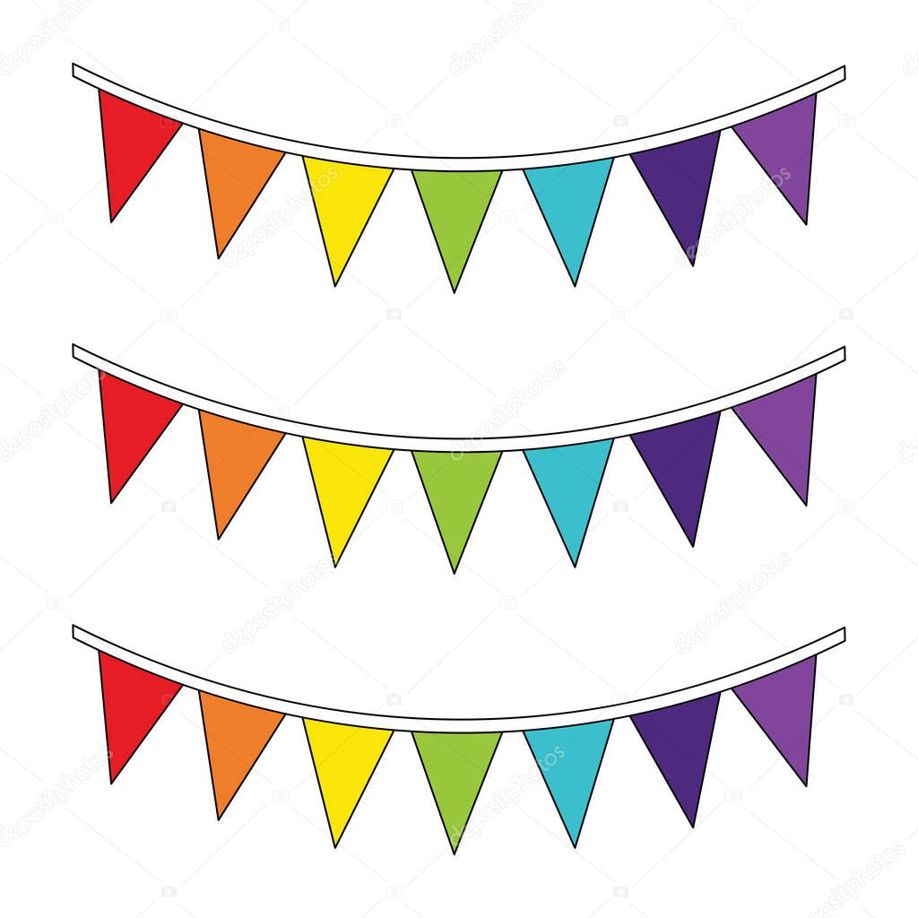 Niños Dibujo Vector Ilustración Banderas Banderas Banderines Coloridos ...