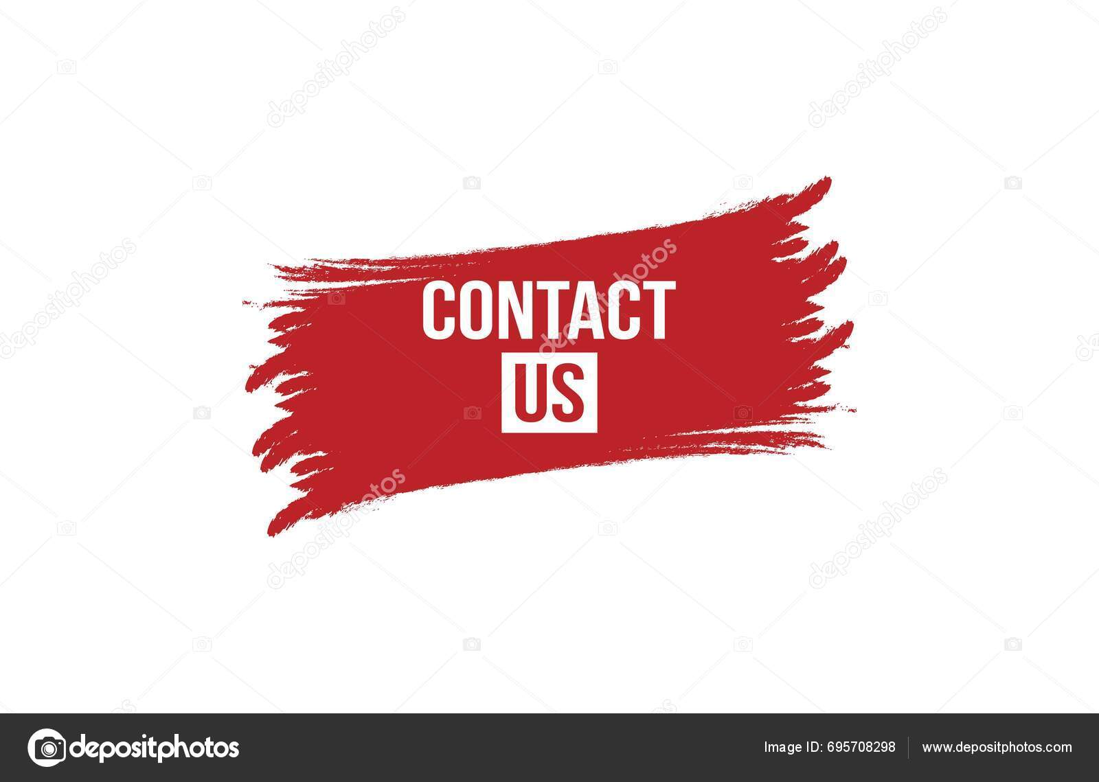 Brush Style Contact Red Banner Design White Background Stock Vector by ...