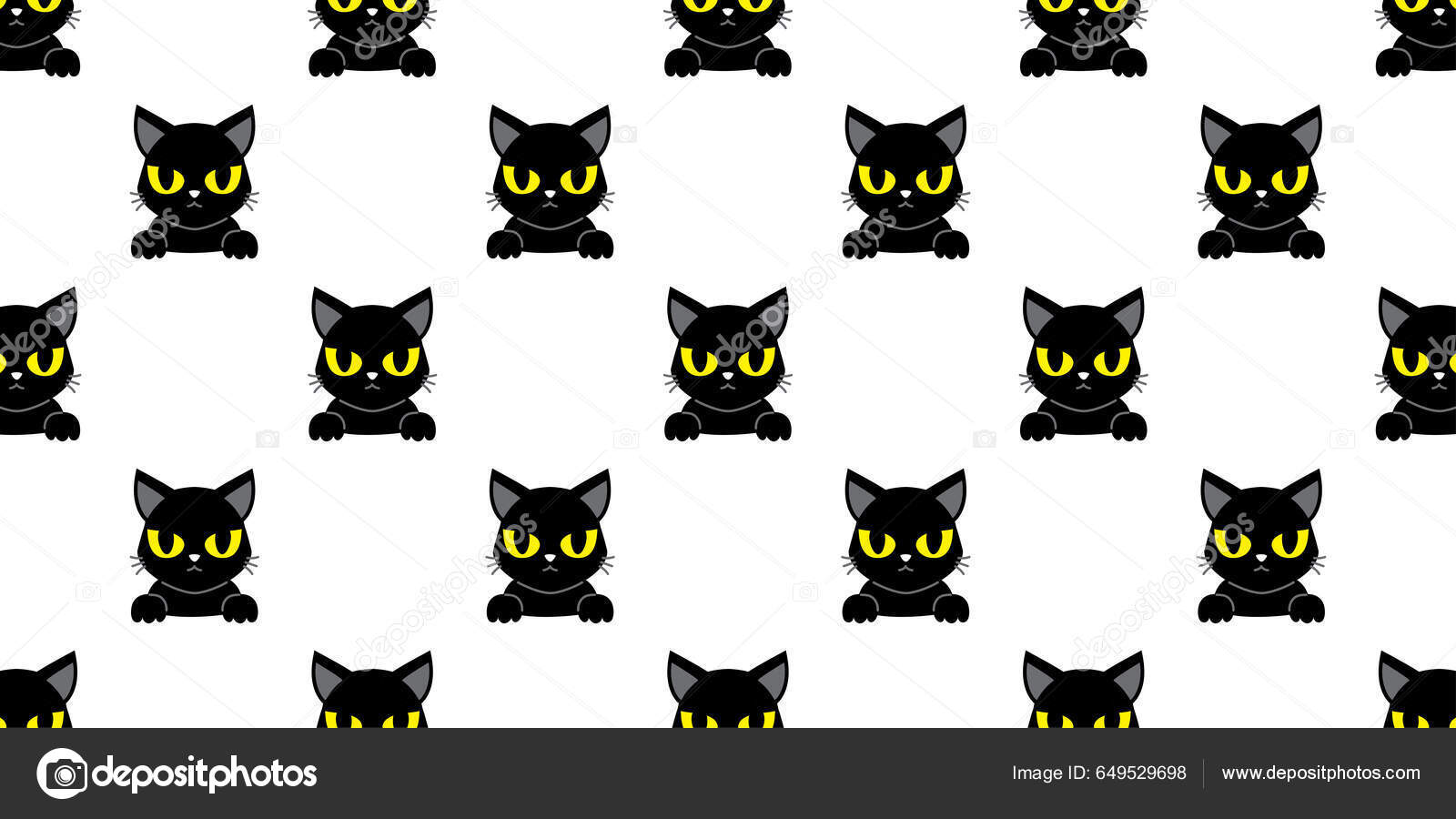 Vector Character Black Cat Seamless Pattern Background Design Stock ...