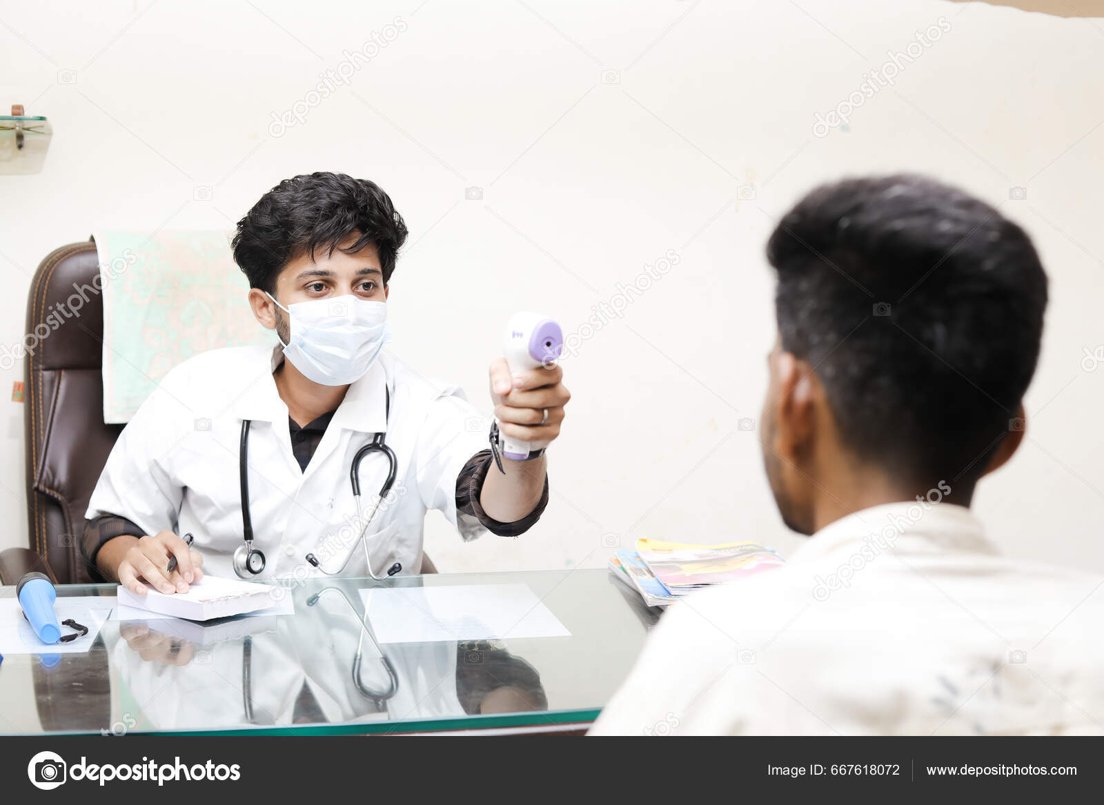 Indian Doctor Checkup Temperature Smart Indian Doctor — Stock Photo ...