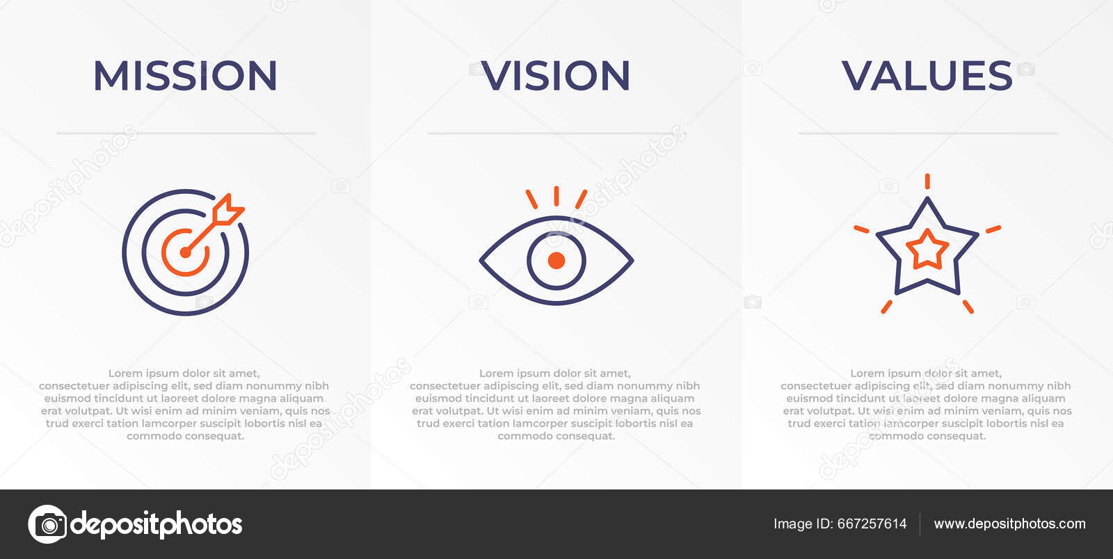 Mission Vision Values Infographic Vector Sjabloon Banner Ontwerp Stappen Infographic stockvector ...