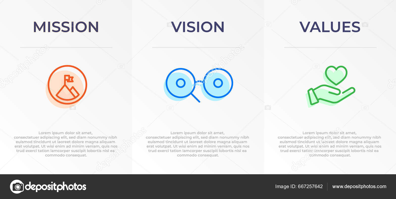 Mission Vision Und Werte Infografik Vektor Vorlage Banner Design ...