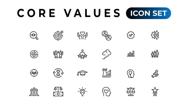 Mission Vision Value Icon Set Outline Illustration Icons Core Values ...