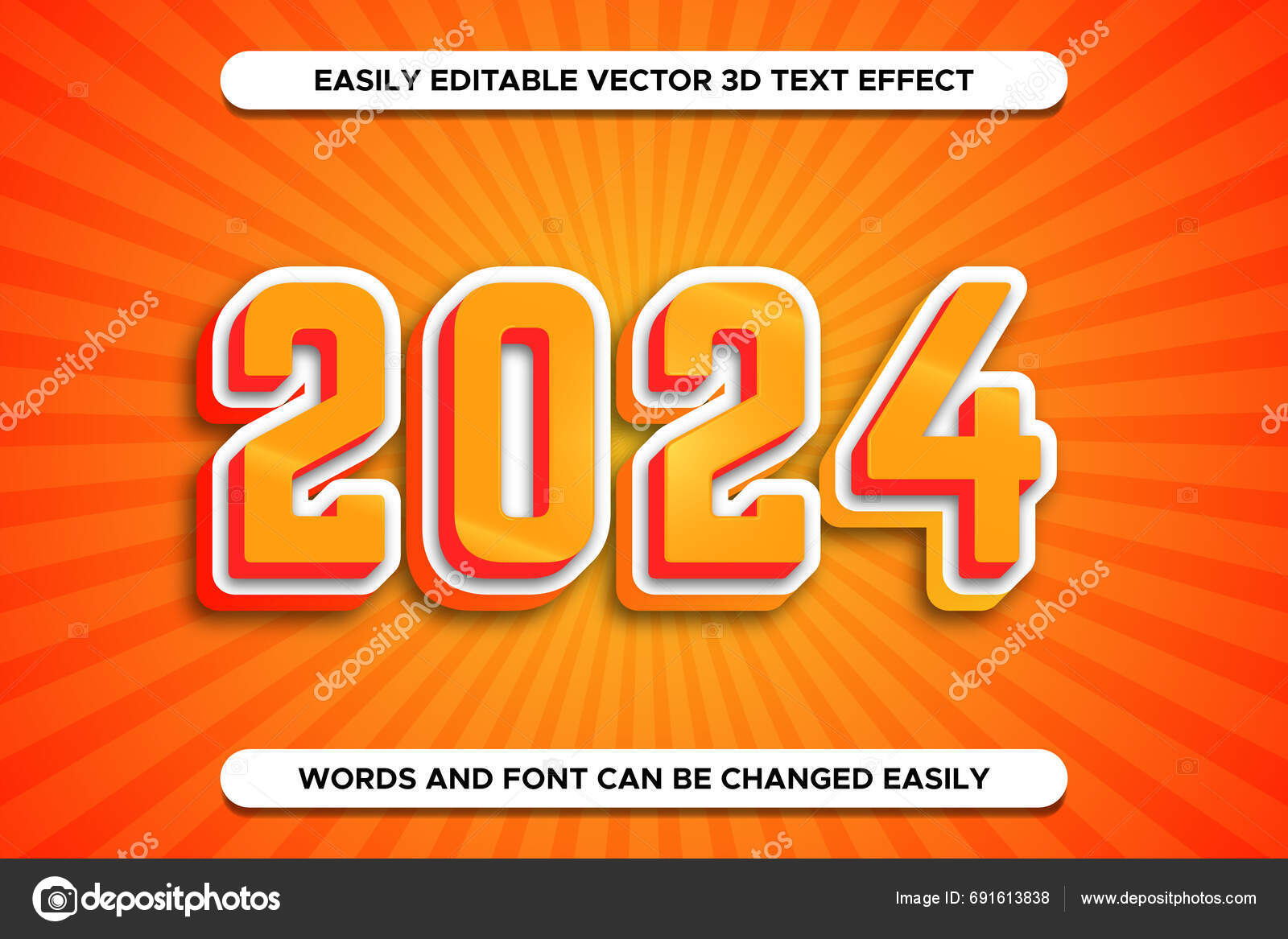 2024 Efecto Texto Vector Editable Nuevo Año 2024 Efecto Texto Vector de ...