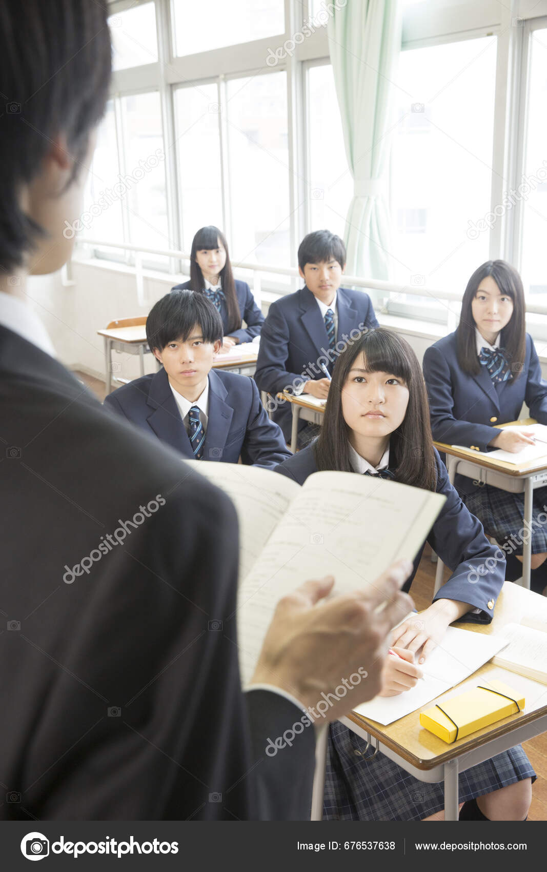 Young Japanese Students Studying Classroom — Stock Photo ...