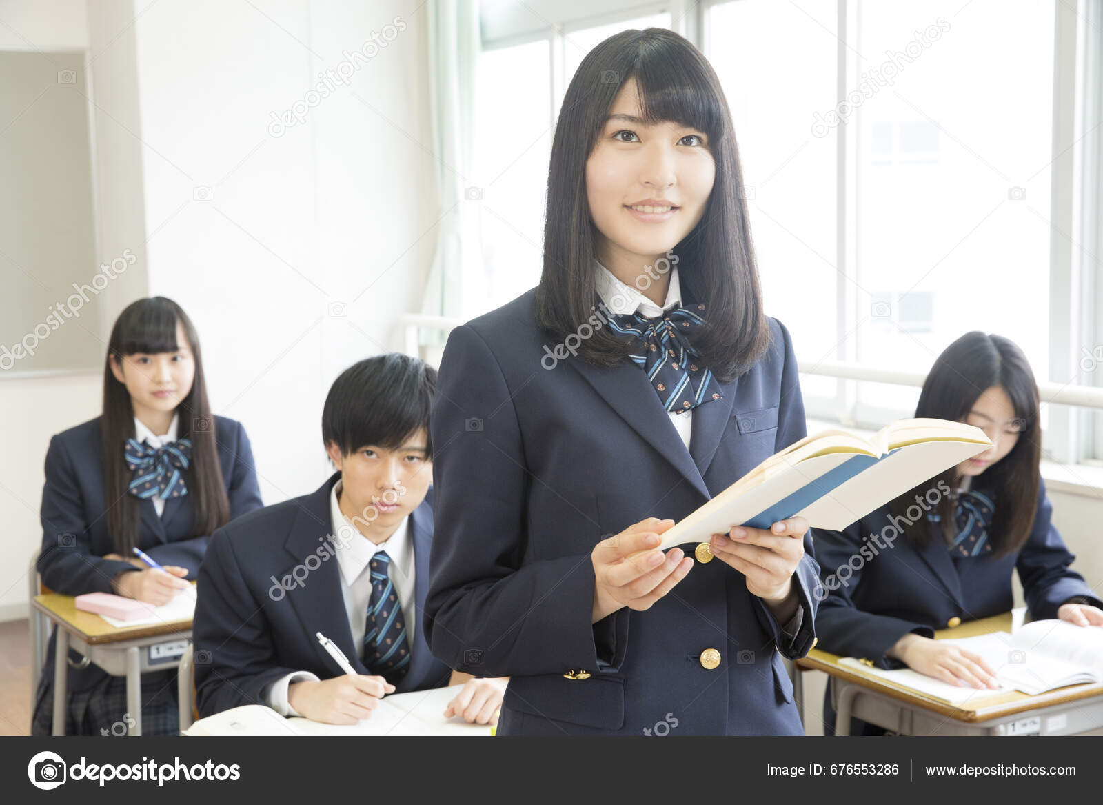 Young Japanese Students Studying Classroom — Stock Photo ...