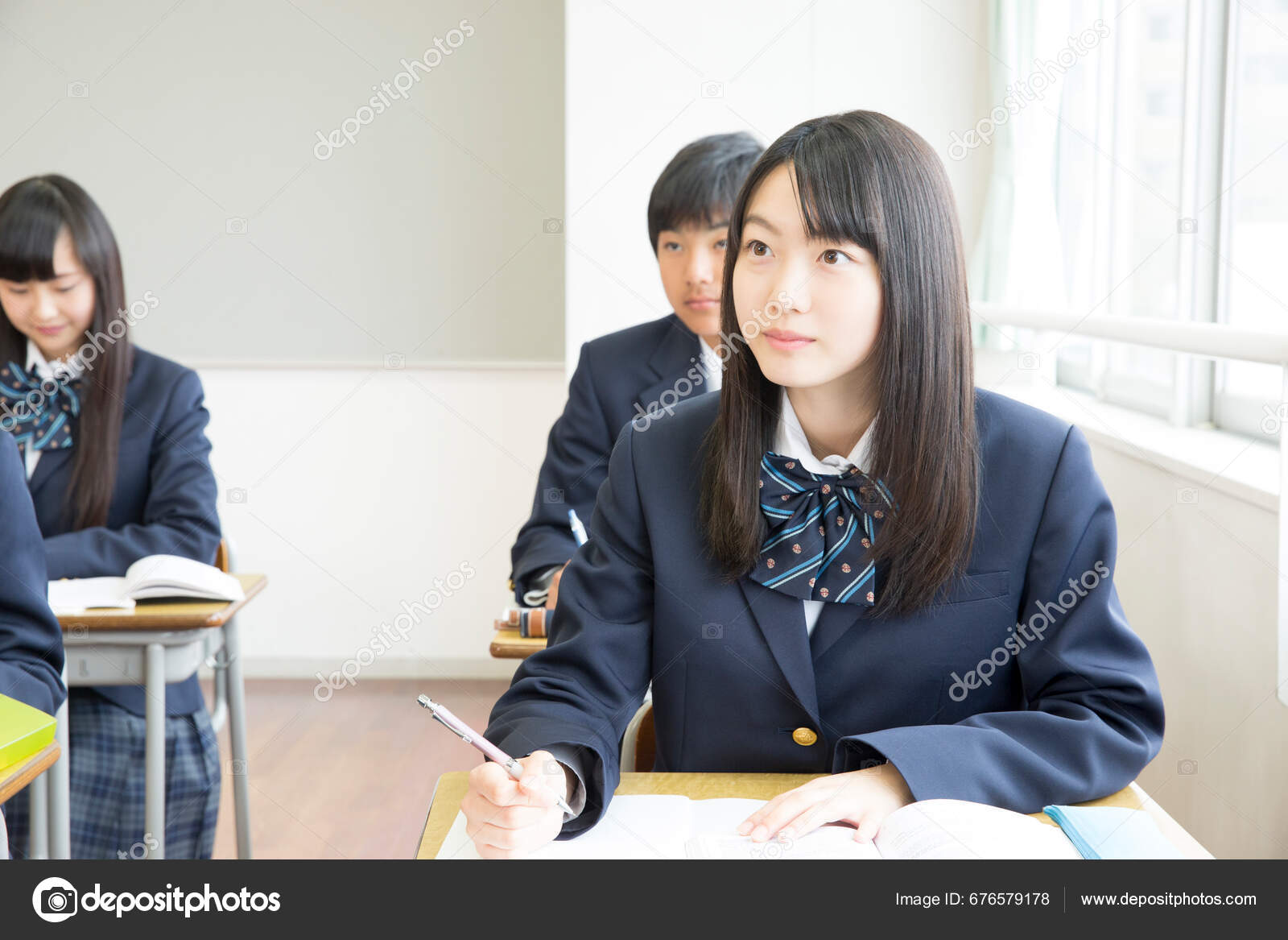 Young Japanese Students Studying Classroom — Stock Photo ...