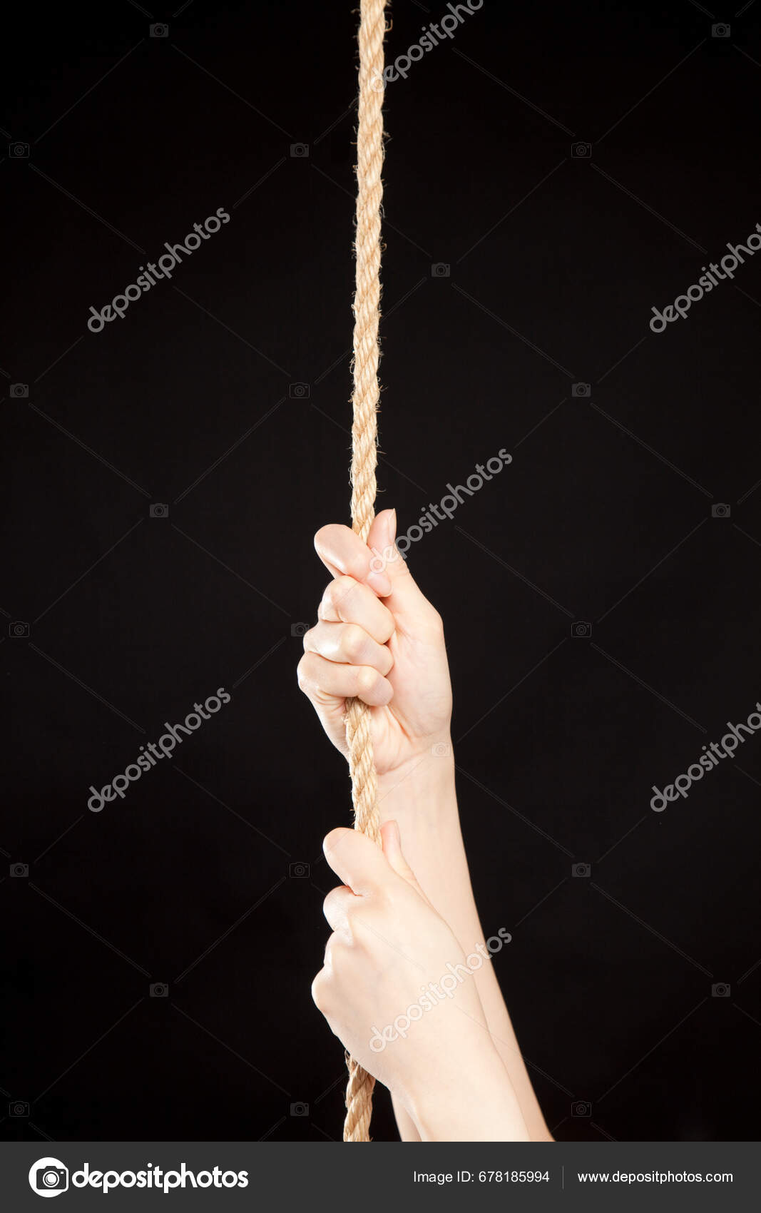 Hand Pulling Rope Black Background — Stock Photo © Paylessimages #678185994