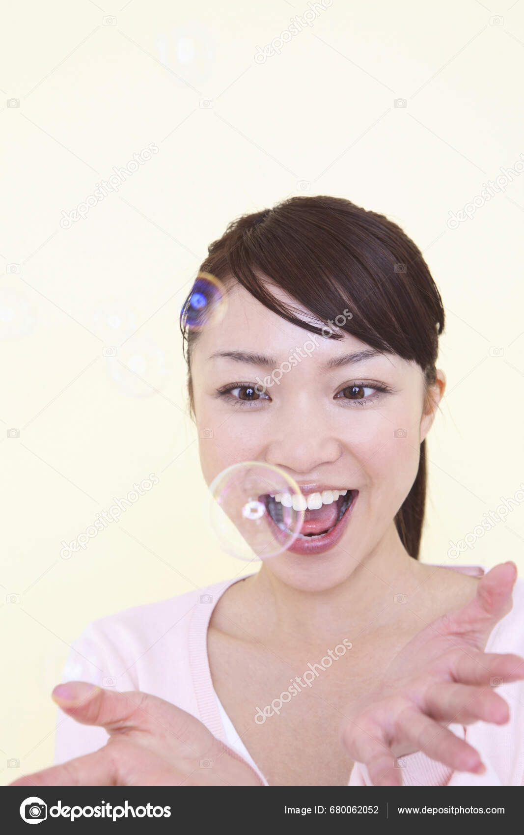 Woman Soap Bubbles Her Hands — Stock Photo © Paylessimages #680062052