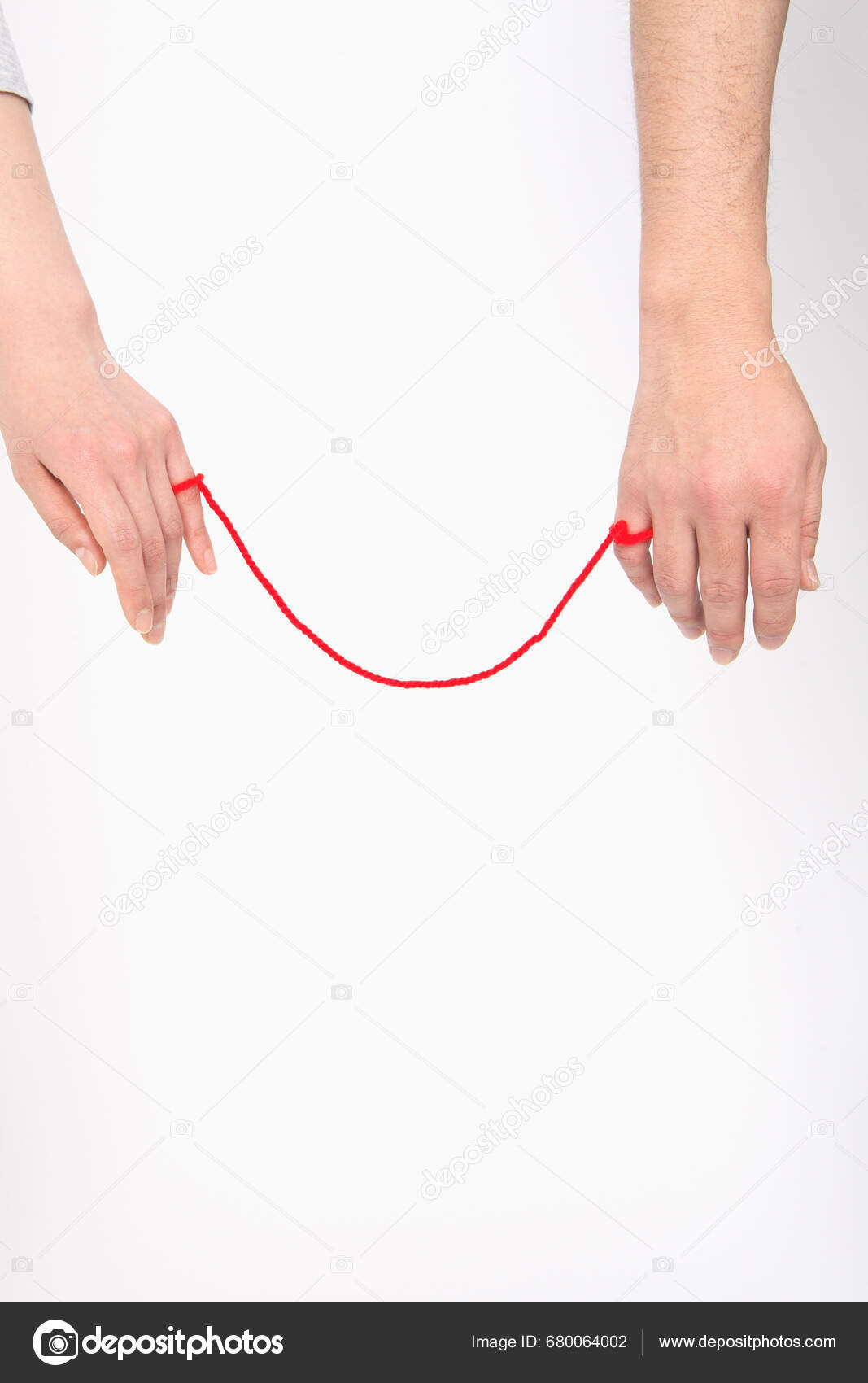 Woman Man Hands Red String Fate — Stock Photo © Paylessimages #680064002