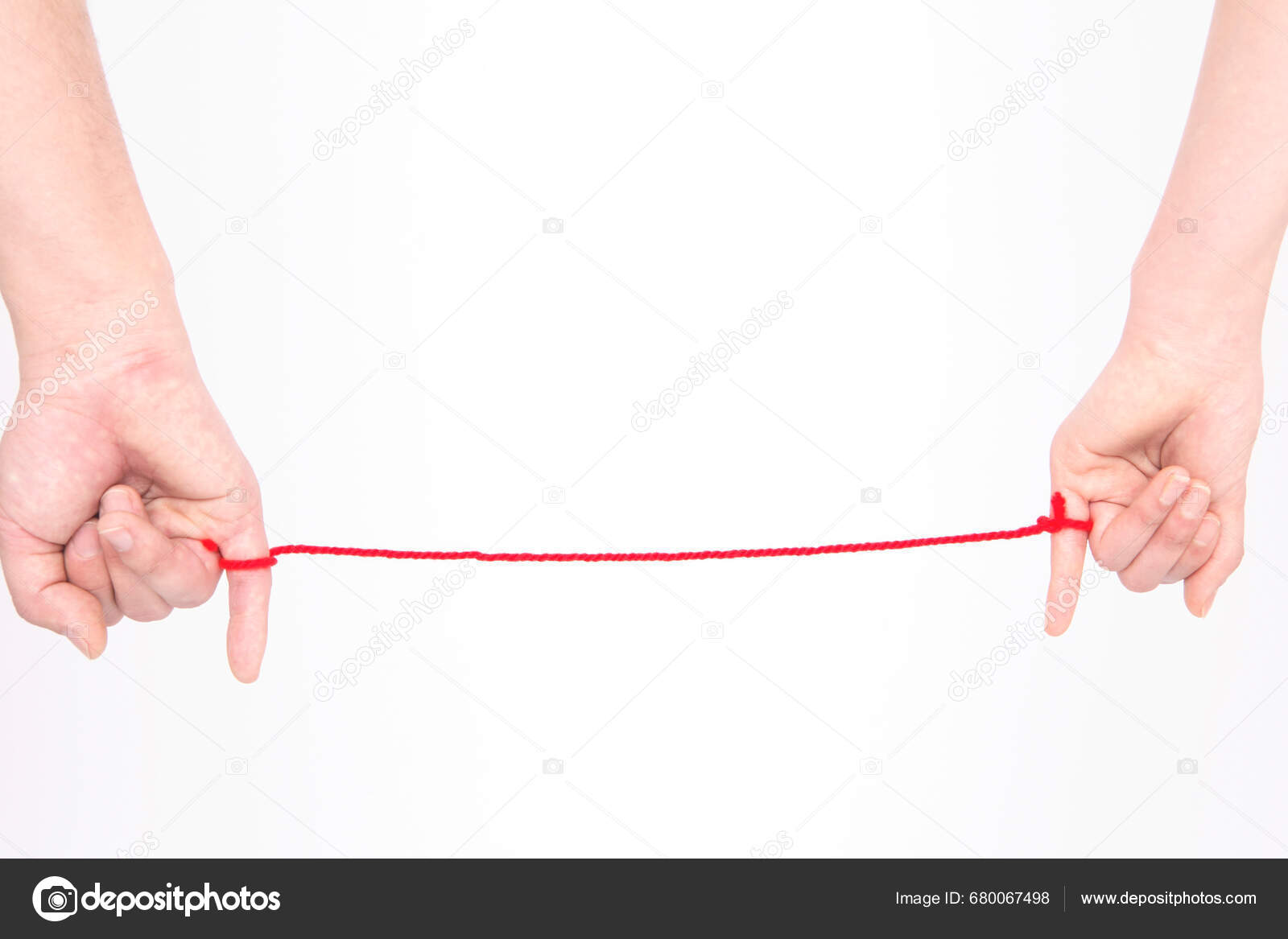 Woman Man Hands Red String Fate — Stock Photo © Paylessimages #680067498