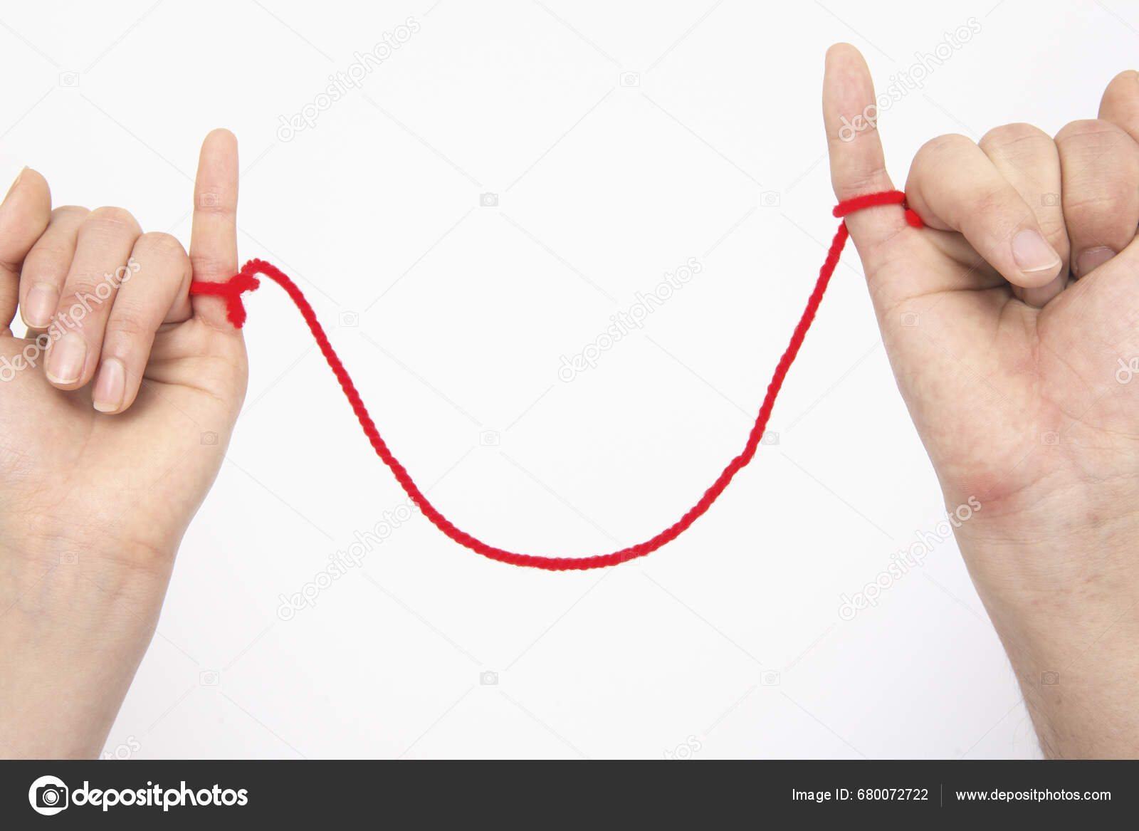 Woman Man Hands Red String Fate — Stock Photo © Paylessimages #680072722