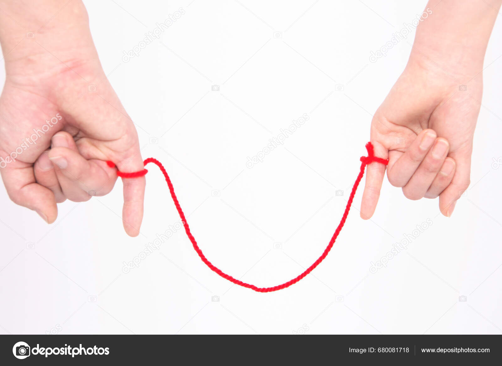Woman Man Hands Red String Fate — Stock Photo © Paylessimages #680081718