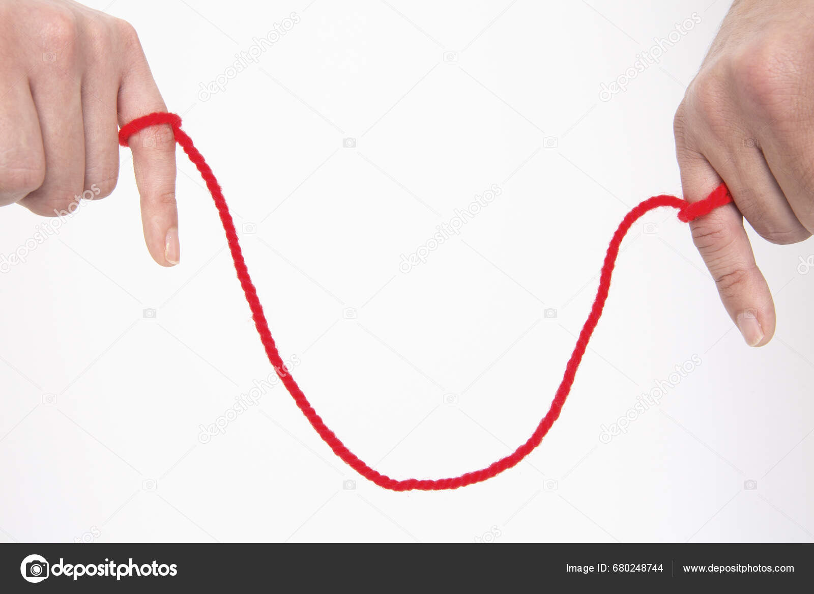 Woman Man Hands Red String Fate — Stock Photo © Paylessimages #680248744