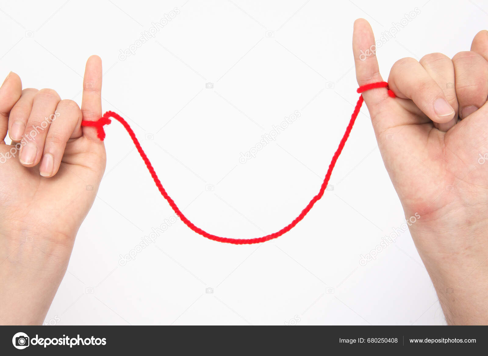 Woman Man Hands Red String Fate — Stock Photo © Paylessimages #680250408