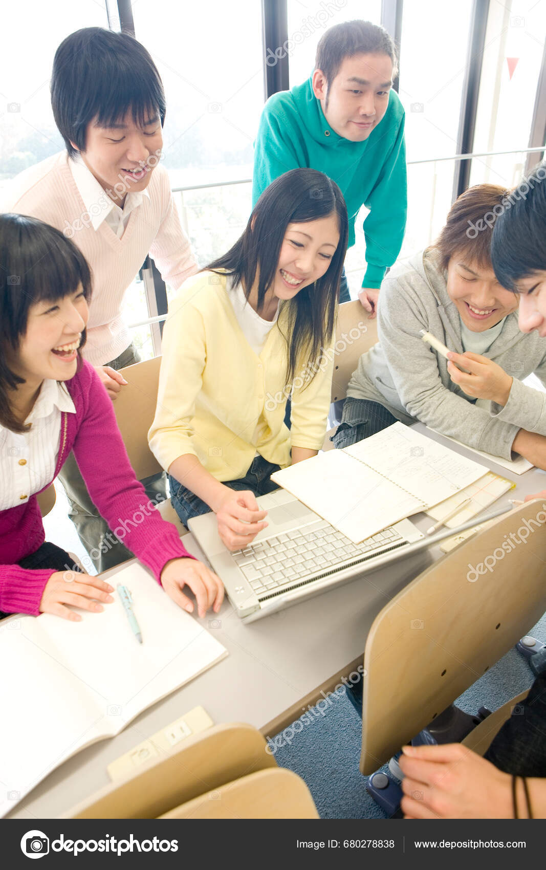 Group Students Sitting Table Laptop — Stock Photo © Paylessimages ... Group Students Sitting Table Laptop — Stock Photo © Paylessimages ...