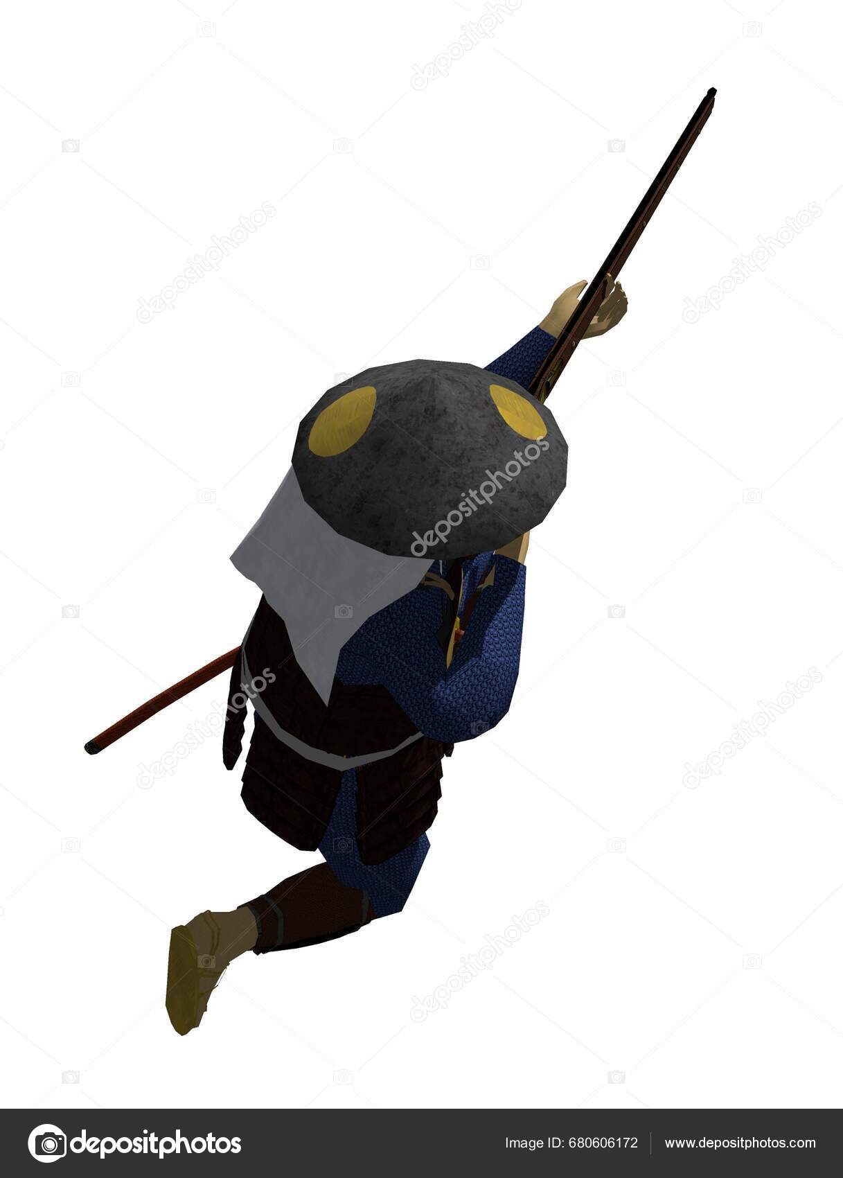 Japanese Samurai Rifleman Isolated White Background — Stock Photo ...