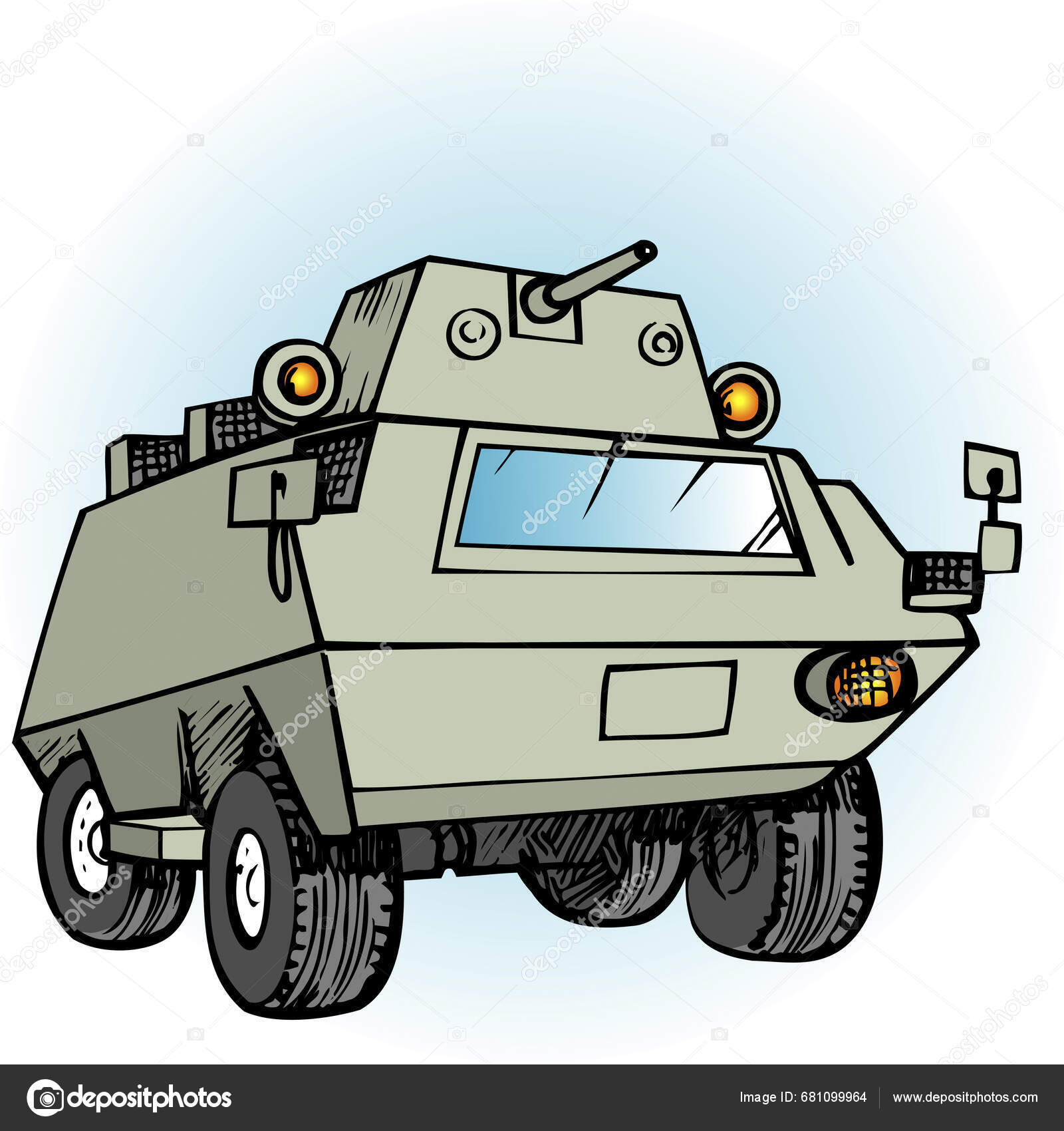 Sketch Illustration Cartoon Military Vehicle — Stock Photo ...