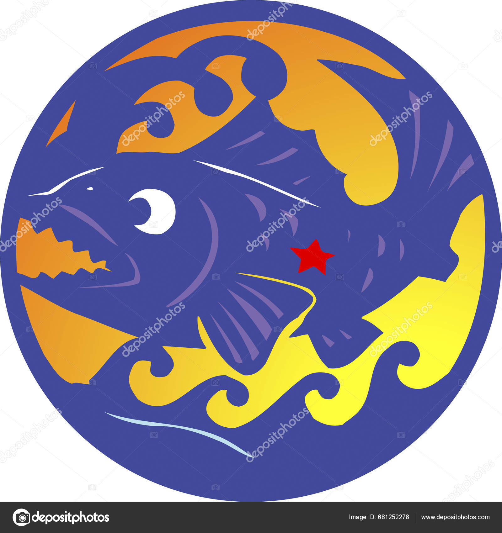 Fish Zodiac Sign White Background — Stock Photo © Paylessimages #681252278