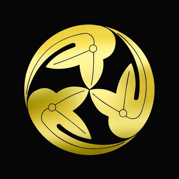 Golden Floral Logo Gold Emblem Plant Black Background — Stock Photo ...