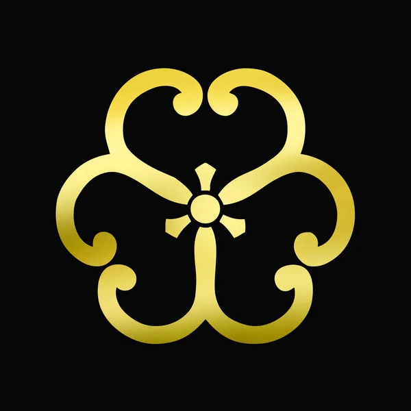 Golden Floral Logo Gold Emblem Plant Black Background — Stock Photo ...