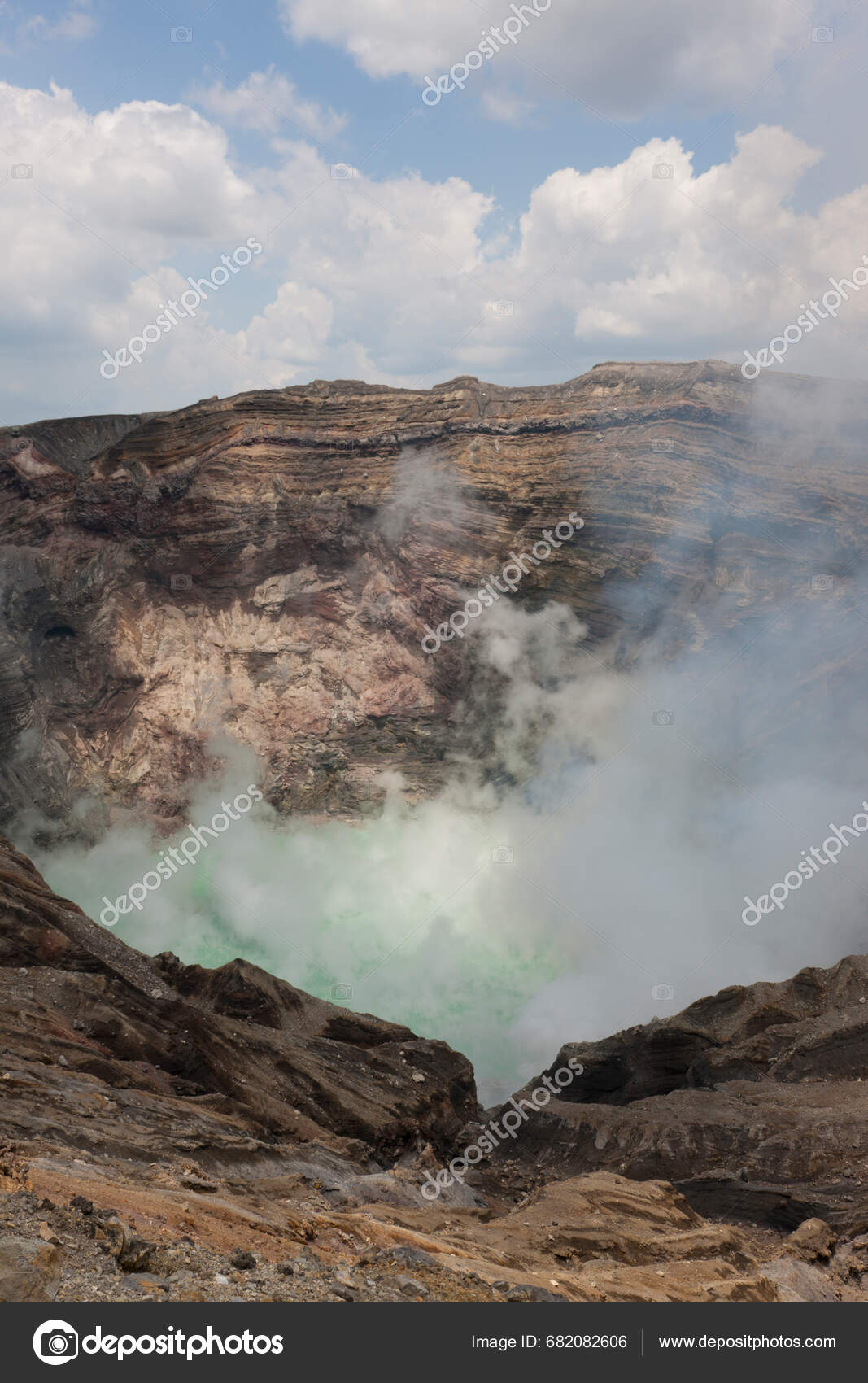 Aso Volcano Mount Aso Located Aso Kuju National Park Kumamoto — Stock ...