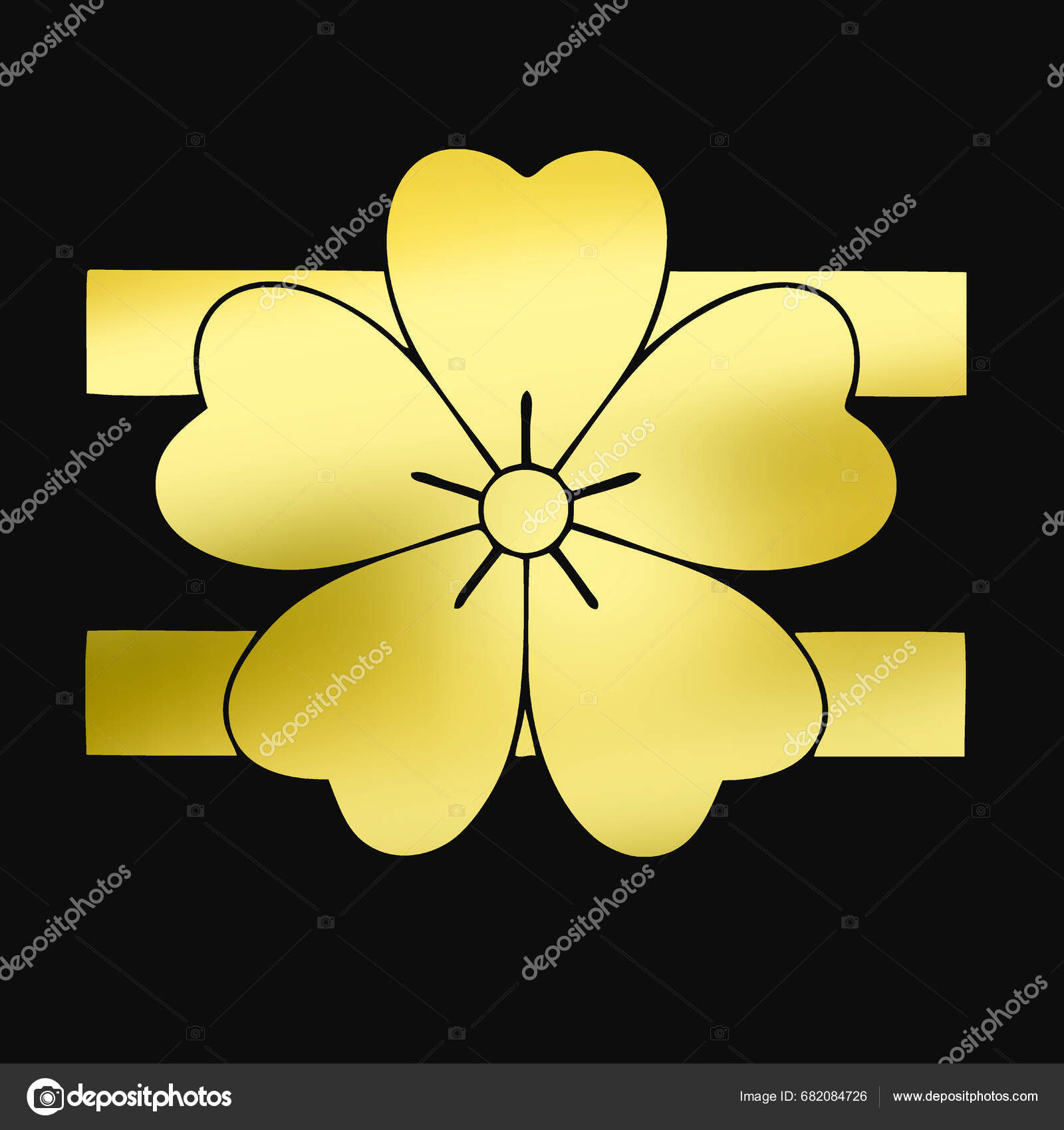 Golden Floral Logo Gold Emblem Plant Black Background — Stock Photo ...
