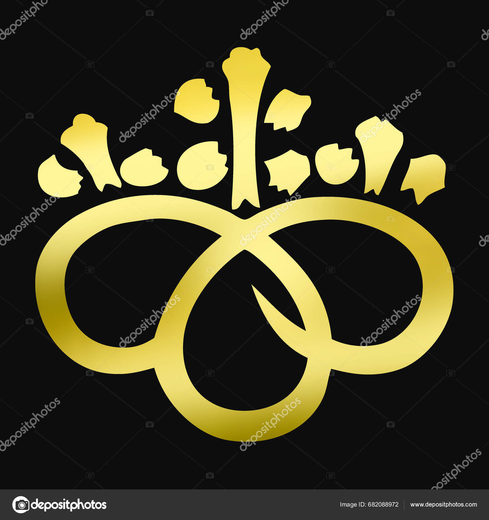 Golden Floral Logo Gold Emblem Plant Black Background — Stock Photo ...