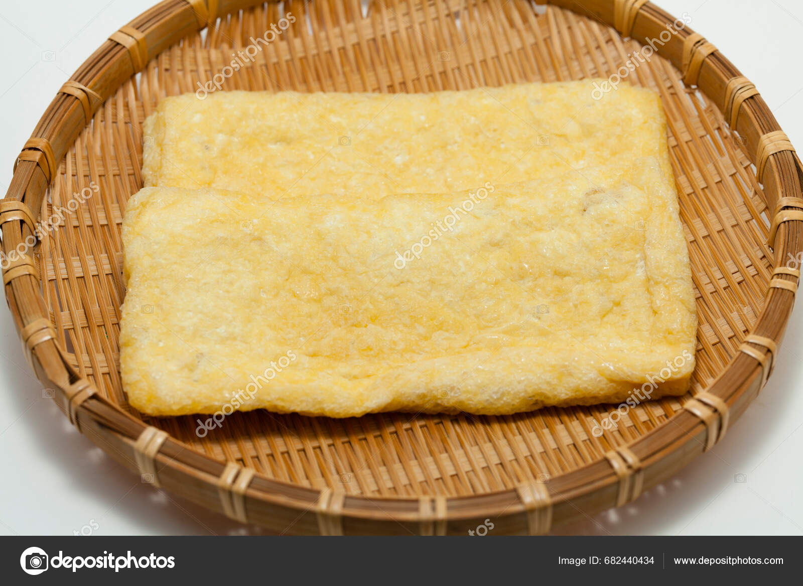 Japanese Traditional Food Fried Bean Curd Bamboo Plate — Stock Photo ...