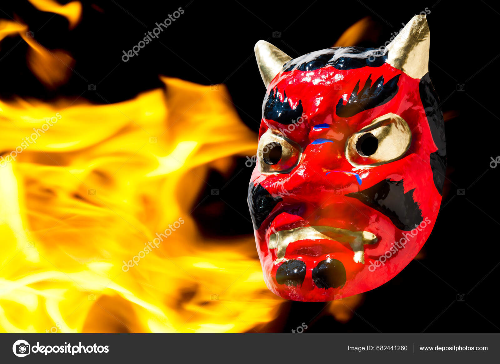Japanese Demon Mask Fire Background — Stock Photo © Paylessimages ...