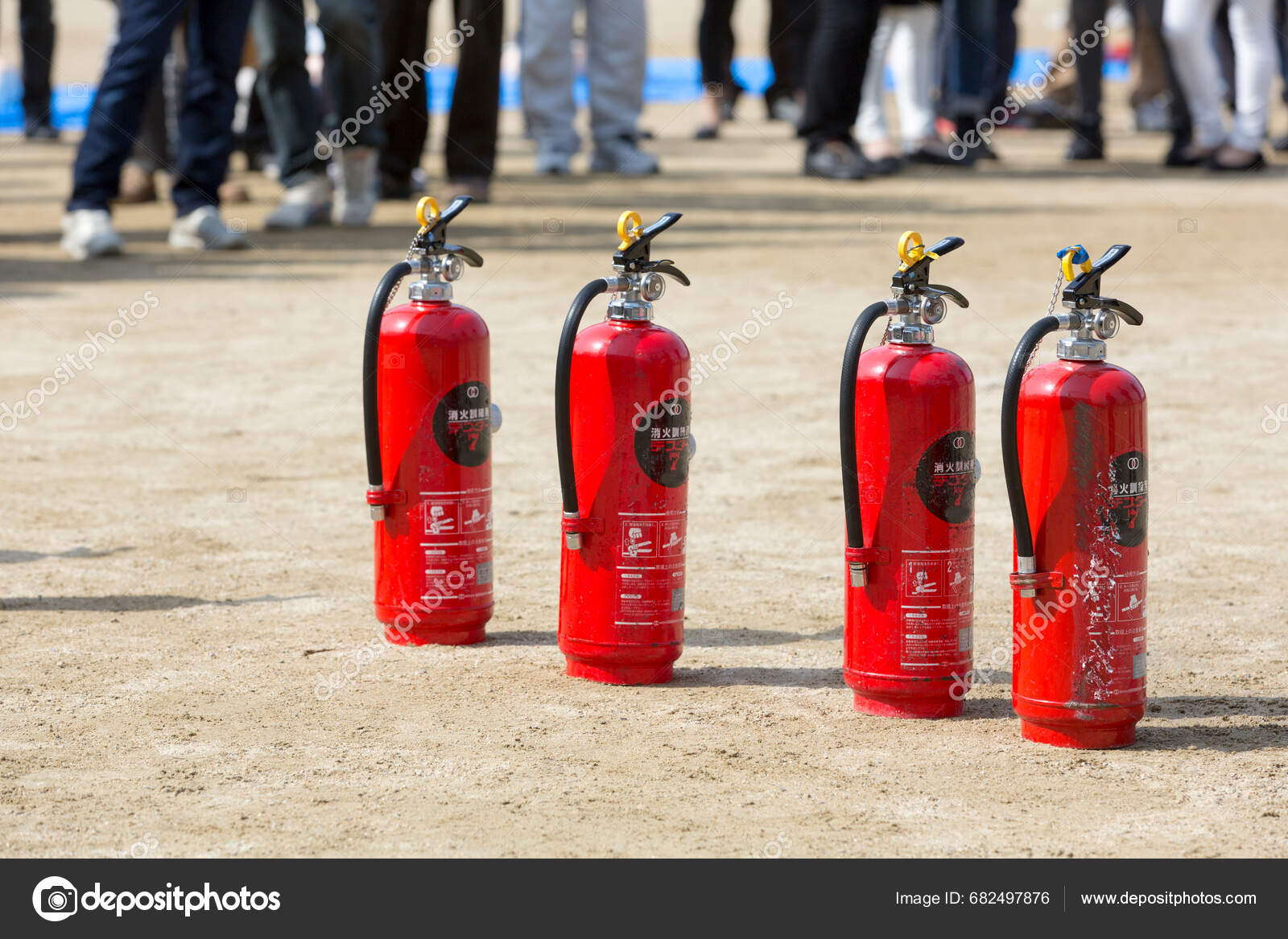 People Fire Extinguishers Japan Background — Stock Photo ...
