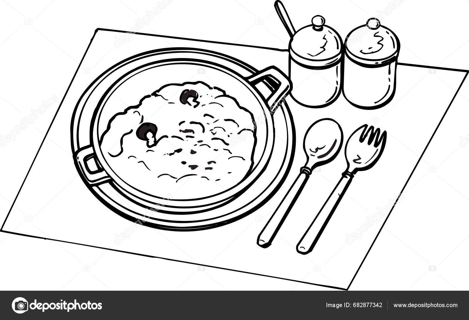 Porridge Outline Illustration Food Concept — Stock Photo ...