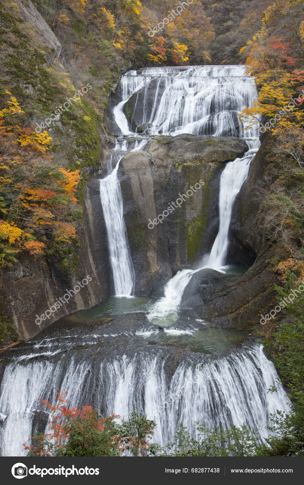 Beautiful Autumn Landscape Bright Trees Waterfall — Stock Photo ...
