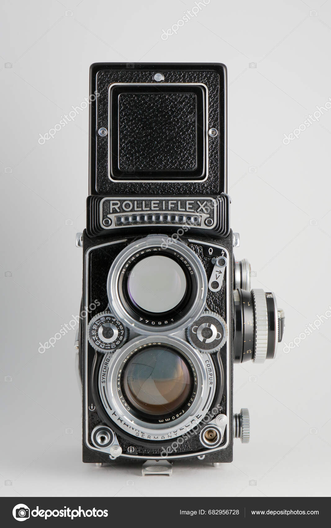 Old Twin Lens Reflex Camera Rolleiflex Grey Background — Stock ...