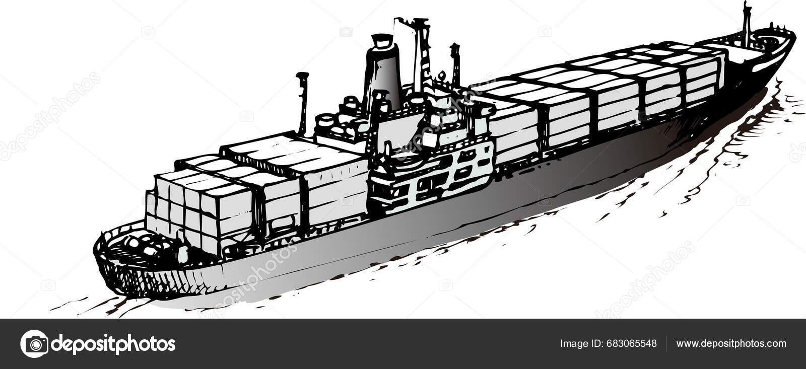 Sketch Illustration Cargo Ship — Stock Photo © Paylessimages #683065548