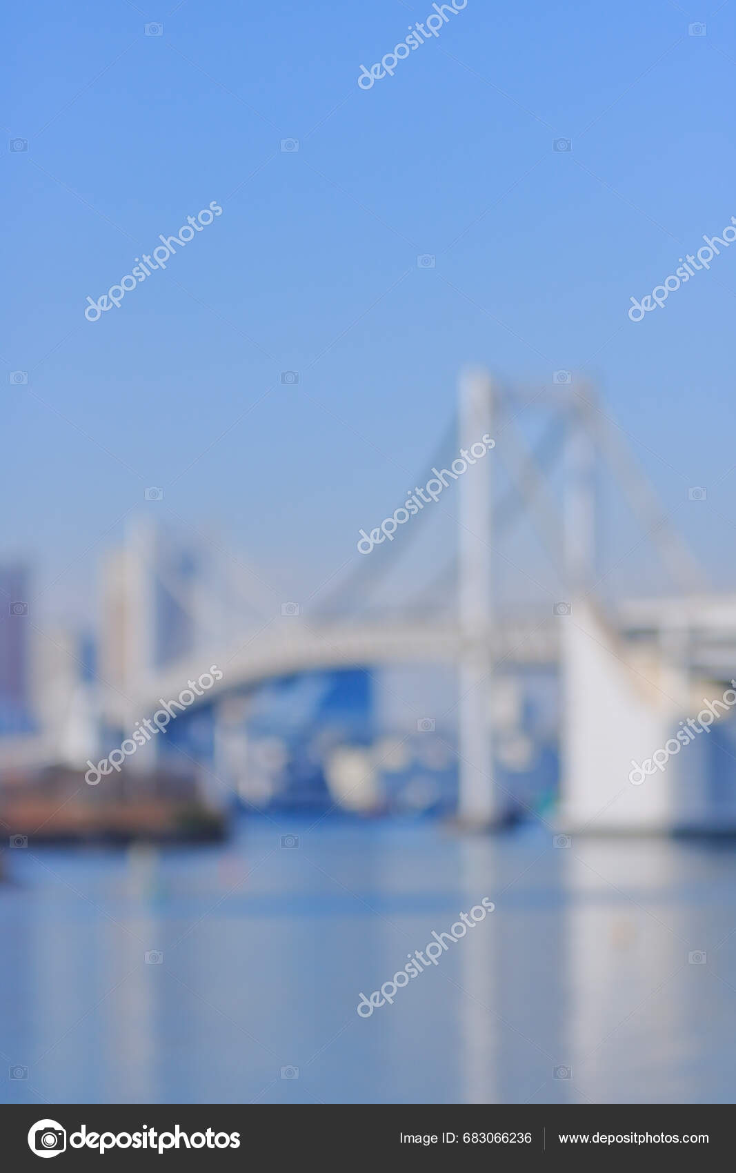 Rainbow Bridge Odaiba Tokyo Japan Blurred Background Stock Photo by ...