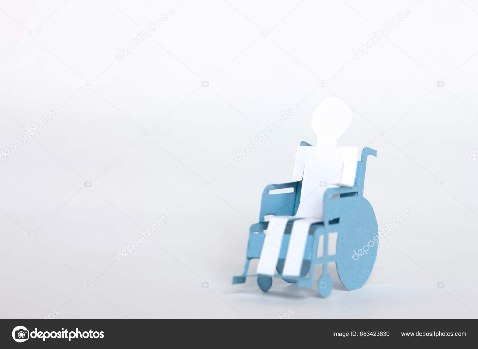 White Paper Man Paper Wheelchair Background — Stock Photo ...