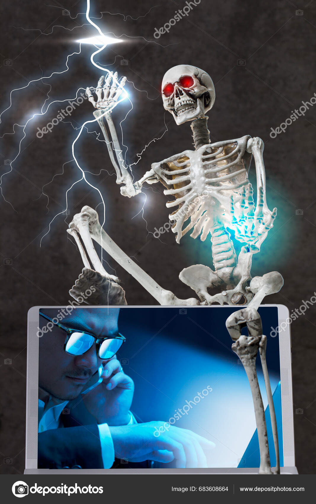 Computer Monitor Human Skeleton — Stock Photo © Paylessimages #683608664