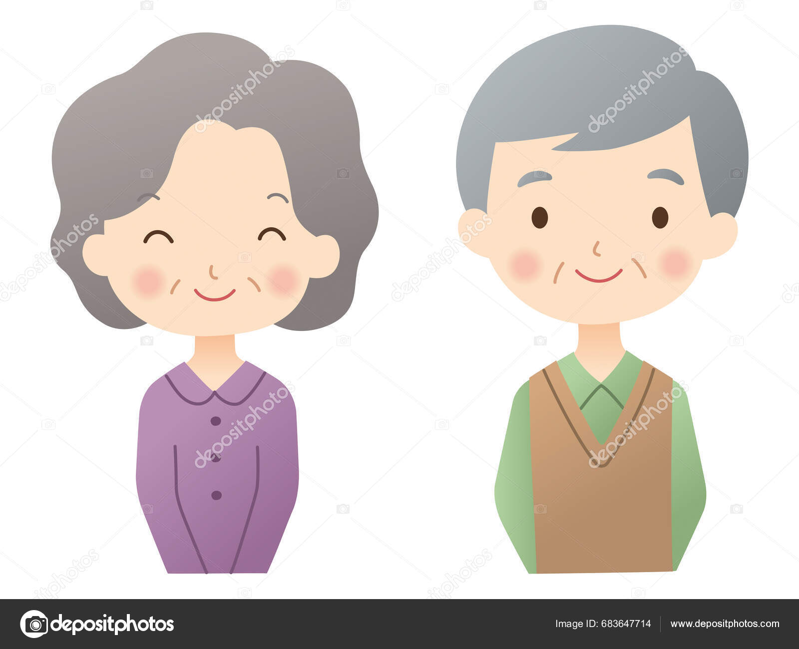 Cute Illustration Cartoon Senior Man Woman — Stock Photo ... Cute Illustration Cartoon Senior Man Woman — Stock Photo ...