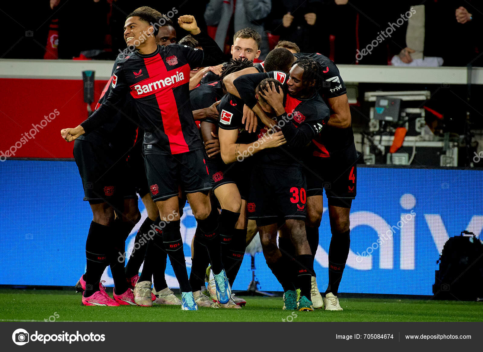 Leverkusen Germany February 2024 Jeremie Frimpong Granit Xhaka Florian Wirtz — Stock Editorial ...