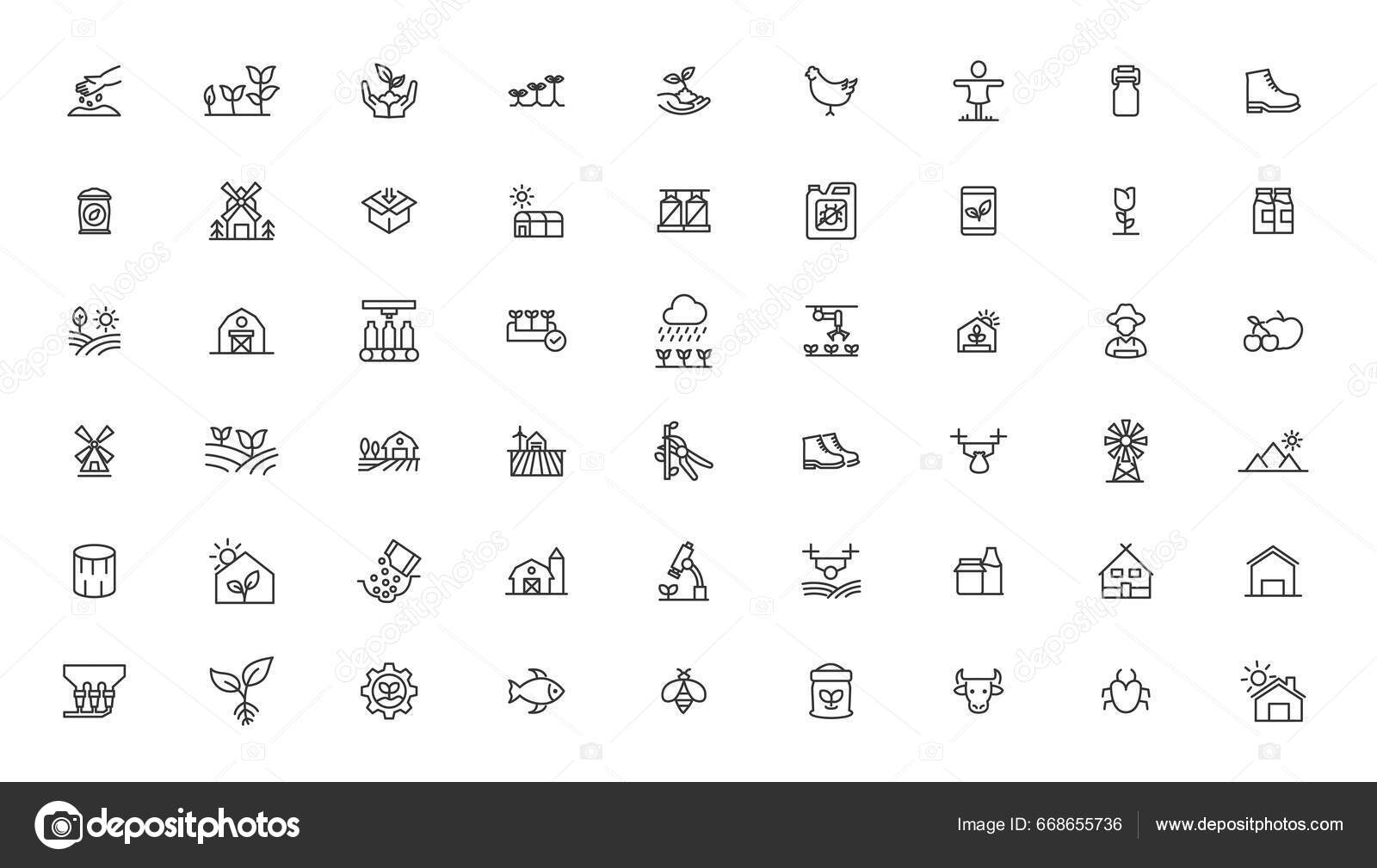 Agriculture Icon Set Vector Outline Stock Vector by ©jahandsign 668655736