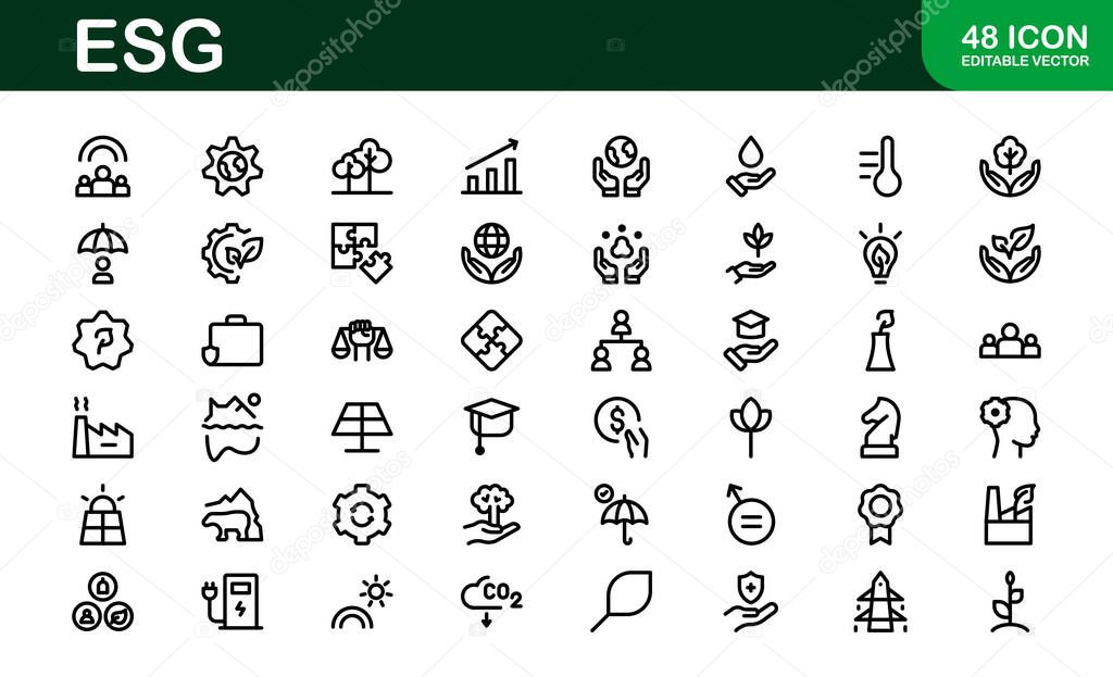 Amplia colección de iconos ESG - Perfecto para el branding de ...