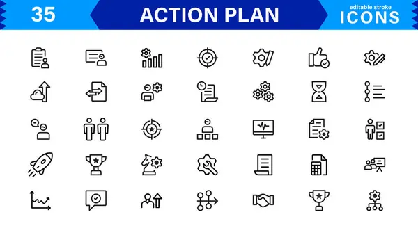 Action Plan Icon Set. High-Quality Icons for Planning, Strategy ...