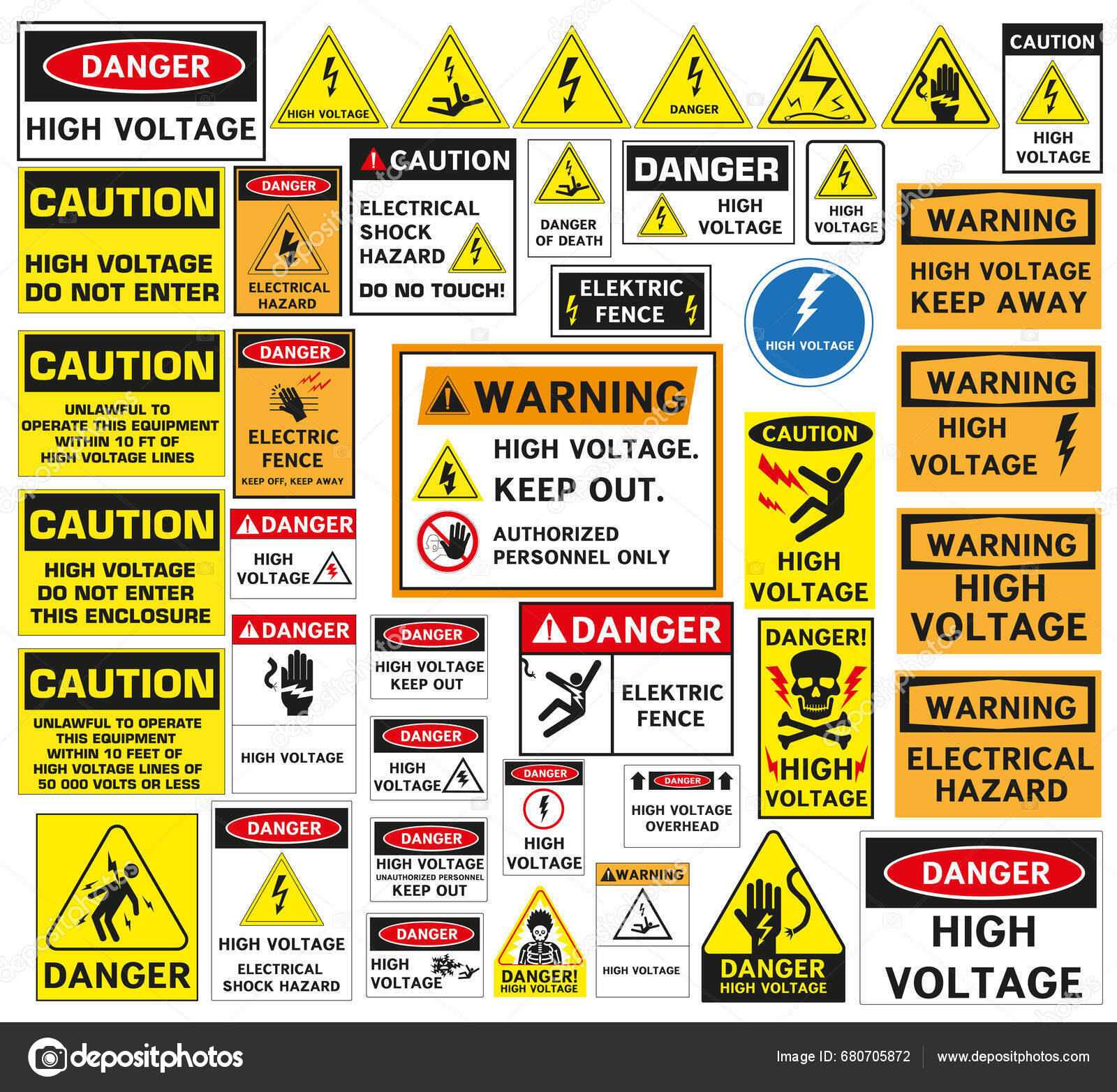 Grande Conjunto Sinais Perigo Sinais Que Indicam Cautela Sinal Choque ...
